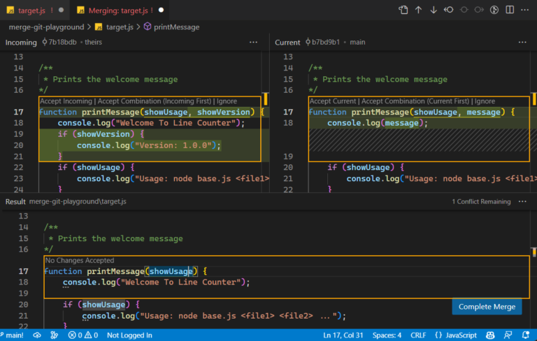【vs Code】githubのadd Commit Push Pull Request作成。3 Way Merge Editorによるマージコンフリクト解消 かずログ