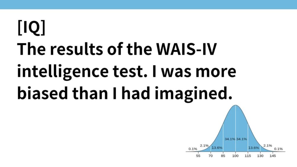 [IQ] The results of the WAIS-IV intelligence test. I was more biased ...